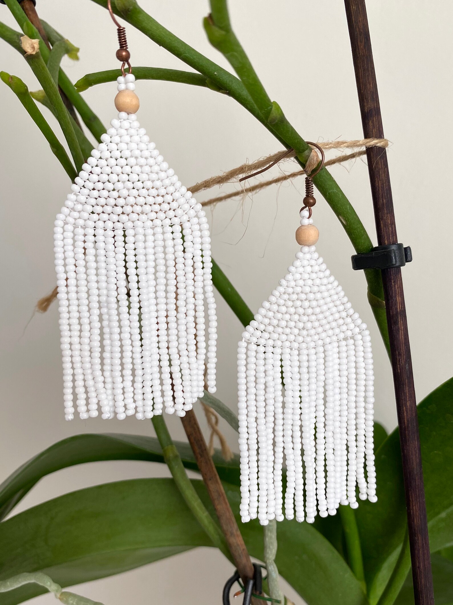 White Beaded Earrings Bridal Earrings Bohemian Earrings Seed - Etsy