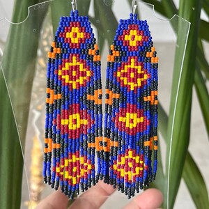 Rhombus Beaded Earrings Western Seed Bead Earrings Hippie Boho Style ...