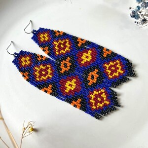 Rhombus Beaded Earrings Western Seed Bead Earrings Hippie Boho Style ...