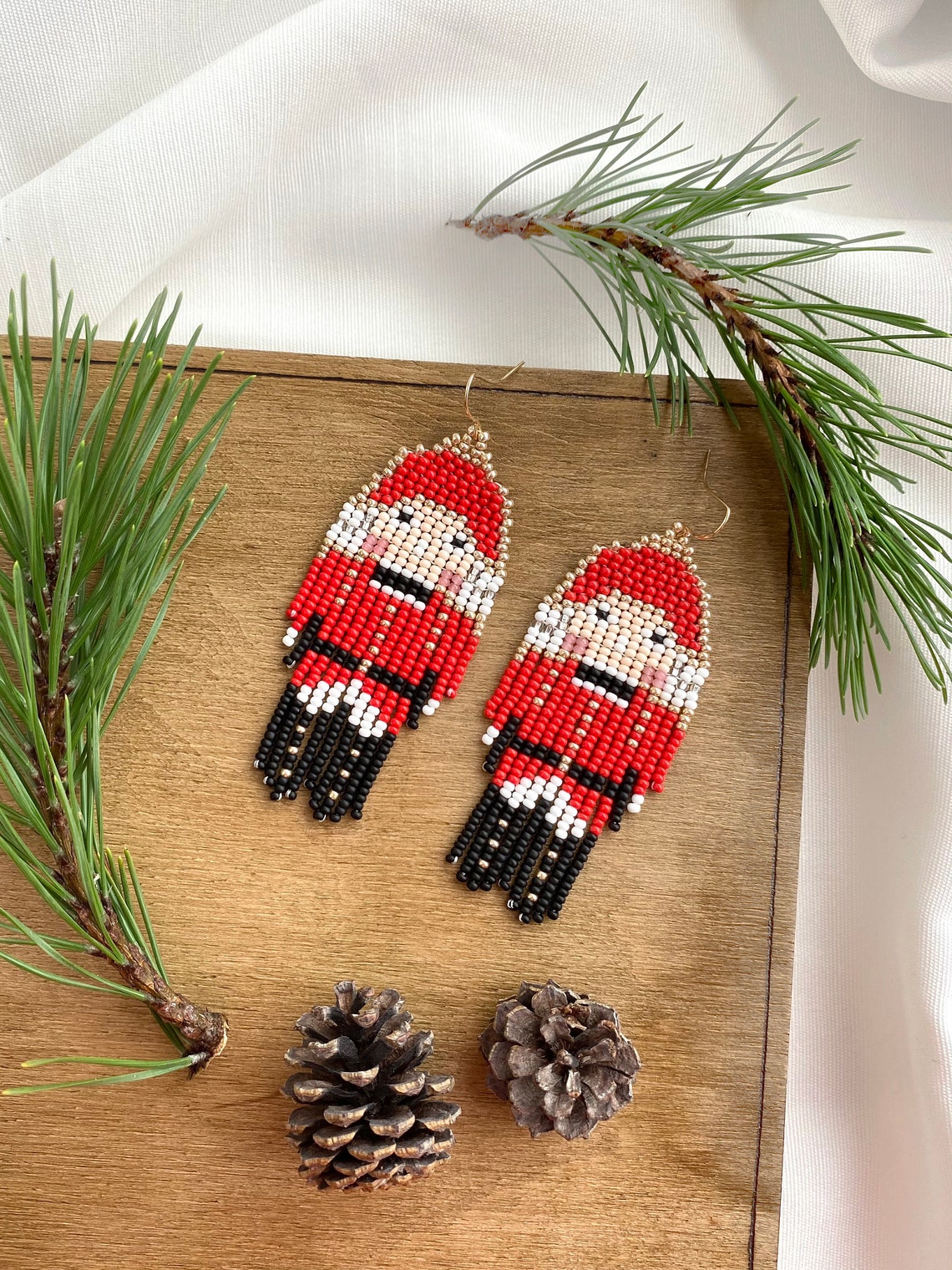 Nutcracker beaded earrings Christmas gift for woman New Year | Etsy