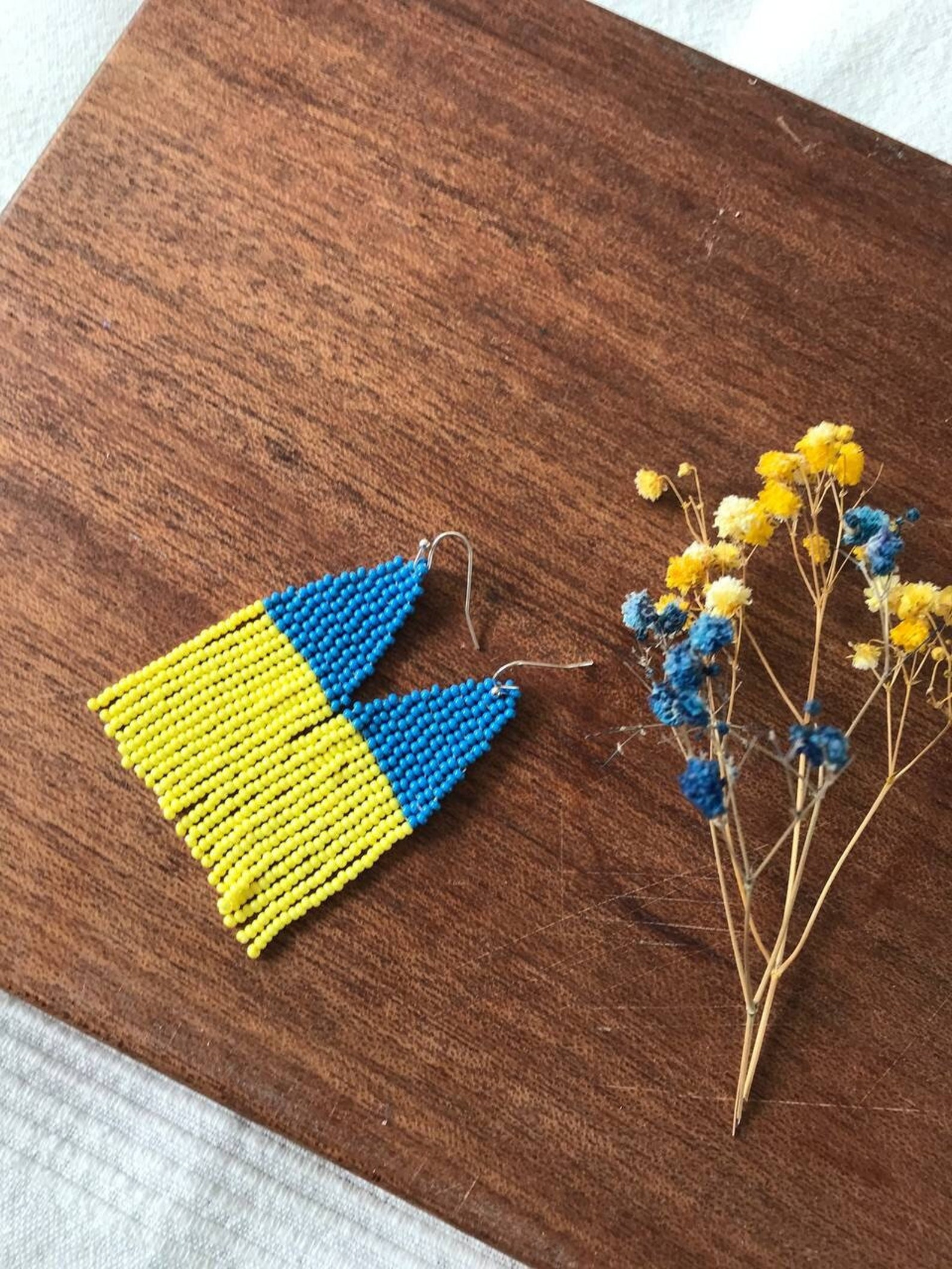 Ukrainian Beaded Earrings Stand With Ukraine Pray for Ukraine Blue and ...