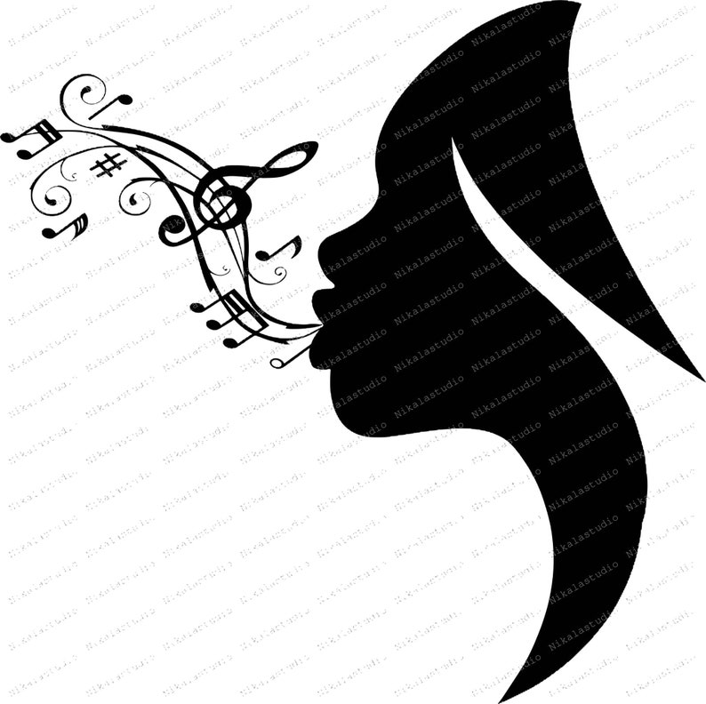 Singing Girl Svg-Music Svg File-Music Notes Svg File Lips | Etsy
