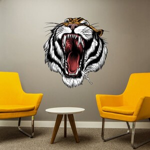Tiger Decal Animal Wall Decal Roaring Tiger Sticker Tiger Head Wall Art ...