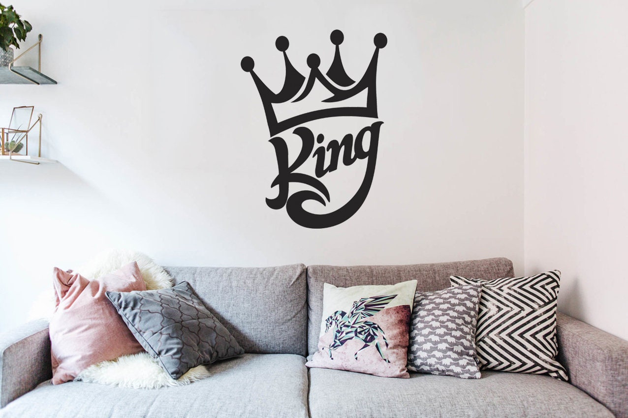 King Wall Decal Crown Wall Art King Crown Vinyl Modern Room Print King ...