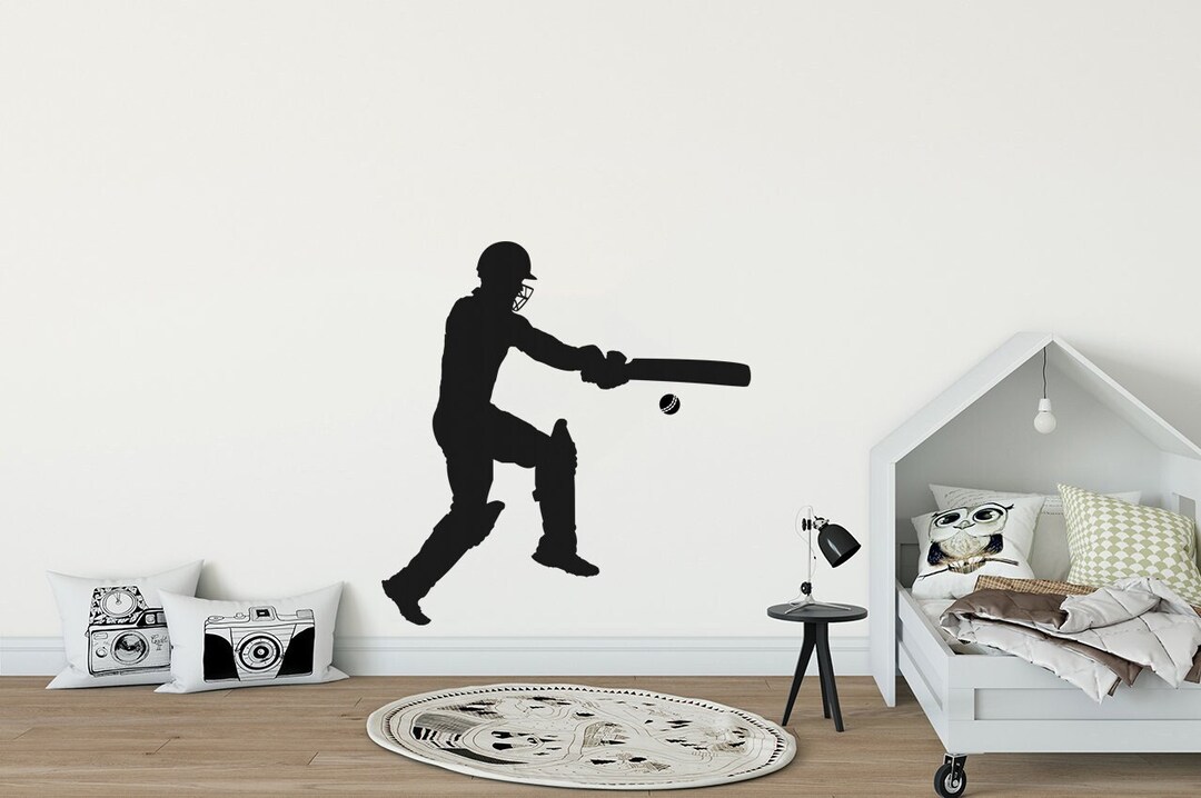Cricket Decal Player Decal Sports Boys Room Game Decal Cricket Wall ...