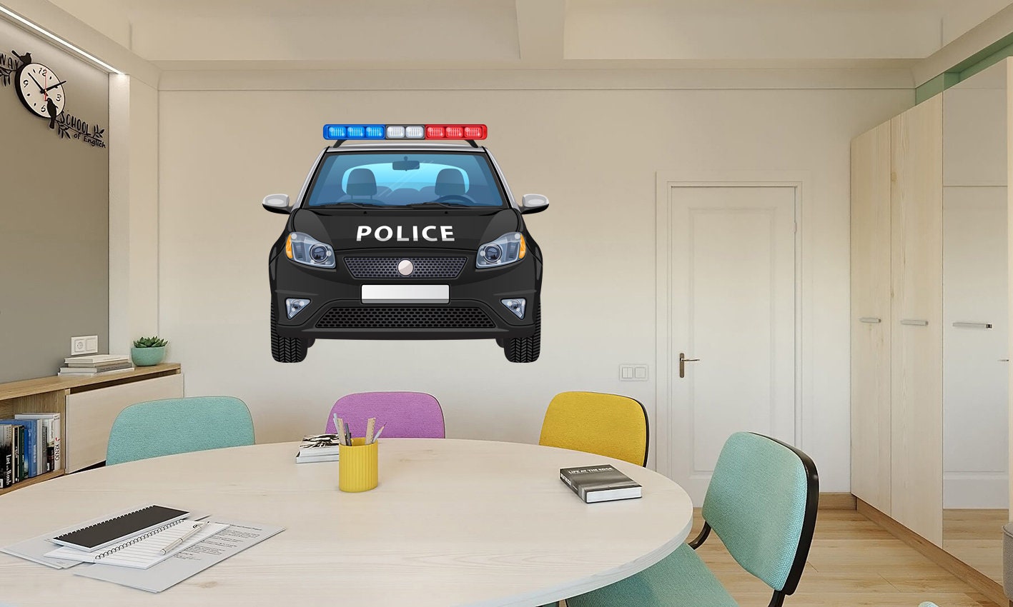 Police Car Decal Kids Car Vinyl Patrol Sticker Art Vinyl Home Poster ...