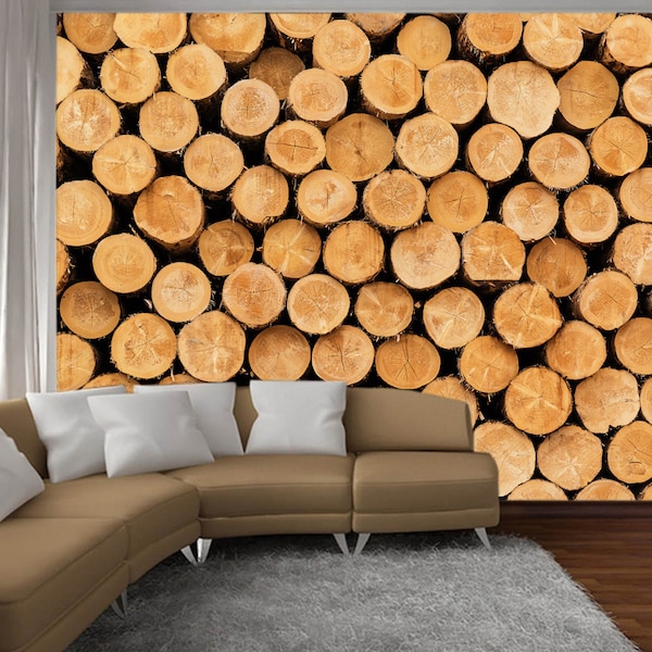Logs Wallpaper - Etsy