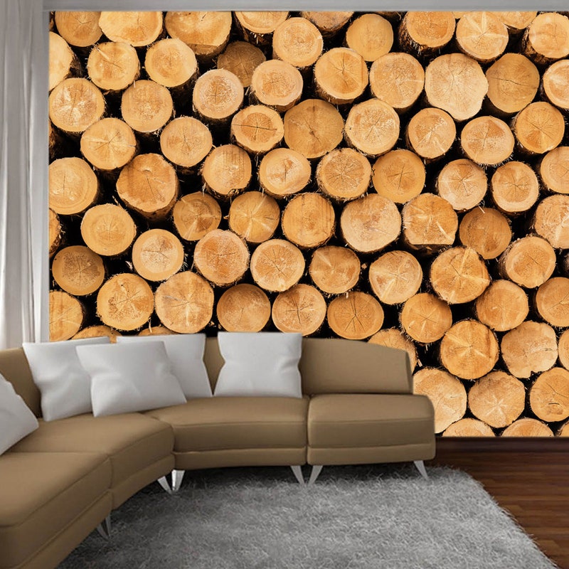 Logs Wallpaper - Etsy