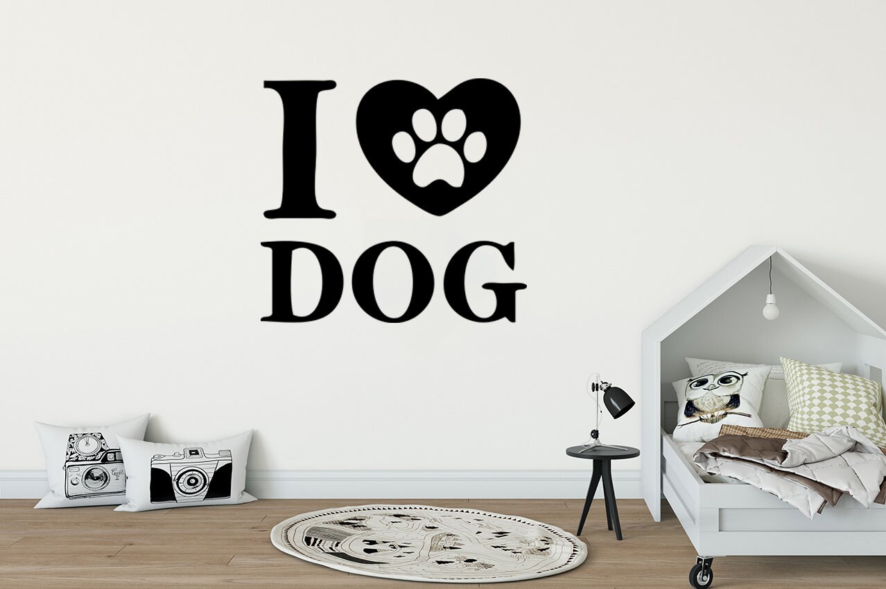 Love Dog Decal Your Dog Paw Print Custom Dog Name Dog Car Decal Paw ...