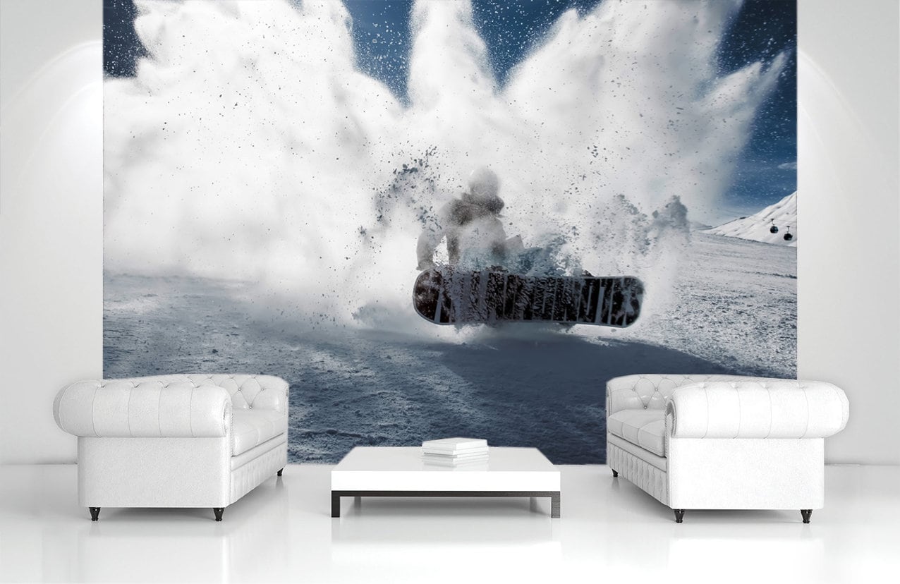Snowboard Wallpaper Snowboarder Jumping Wall Mural Winter Sport Peel ...