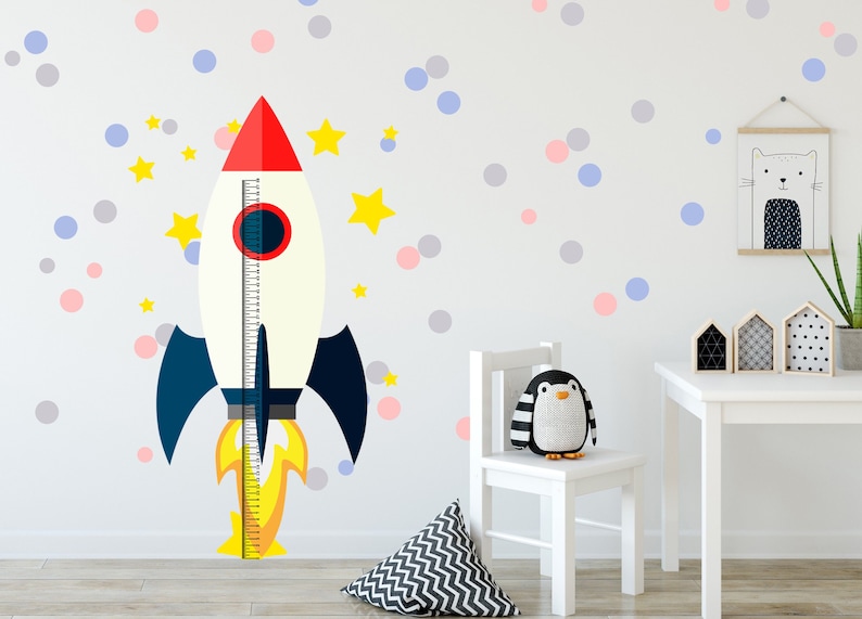 Children's Wall Meter Rocket Height Charts Nursery Wall Decals ...