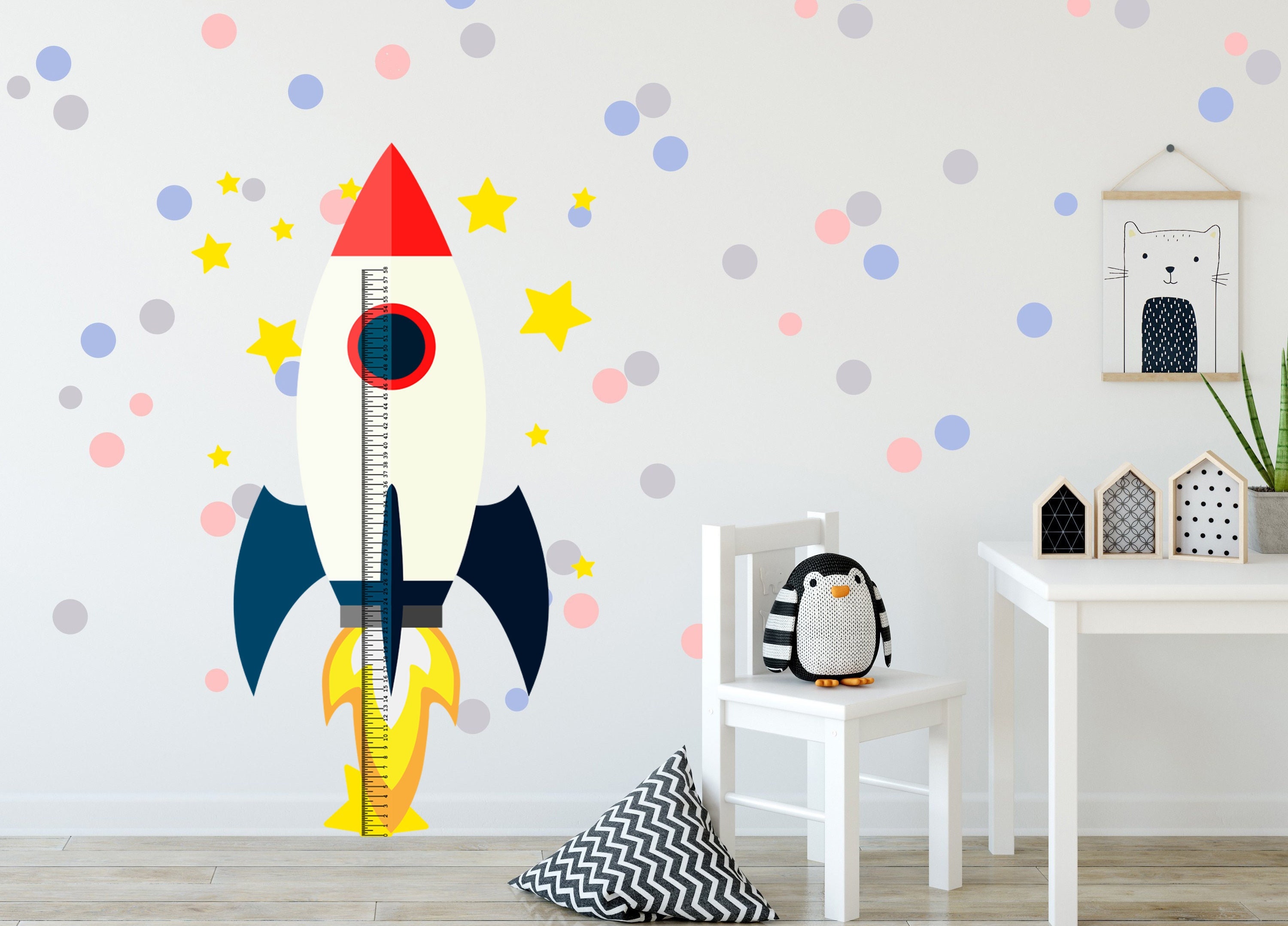 Children's Wall Meter Rocket Height Charts Nursery Wall Decals ...