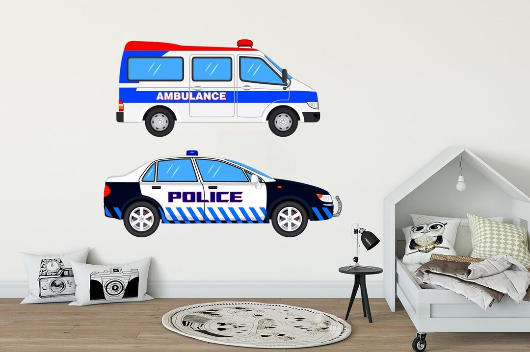 Police Wall Decal Ambulance Sticker Nursery Cars Vinyl Vehicles Sticker ...