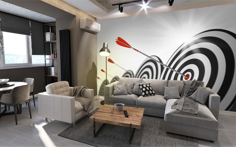 Target Wallpaper Darts Mural Stick and Puck Man Cave Décor - Etsy