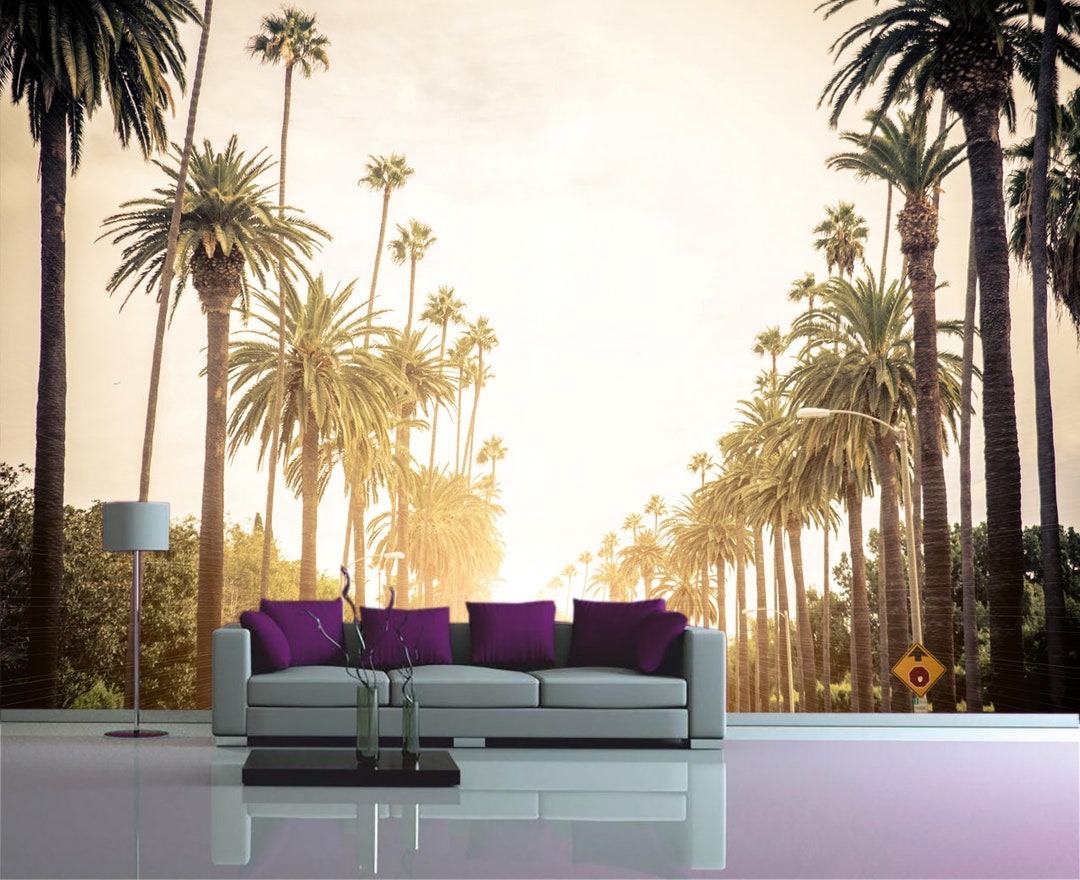 Los Angeles Wallpaper California Wall Mural City Print Palm Trees Decal ...
