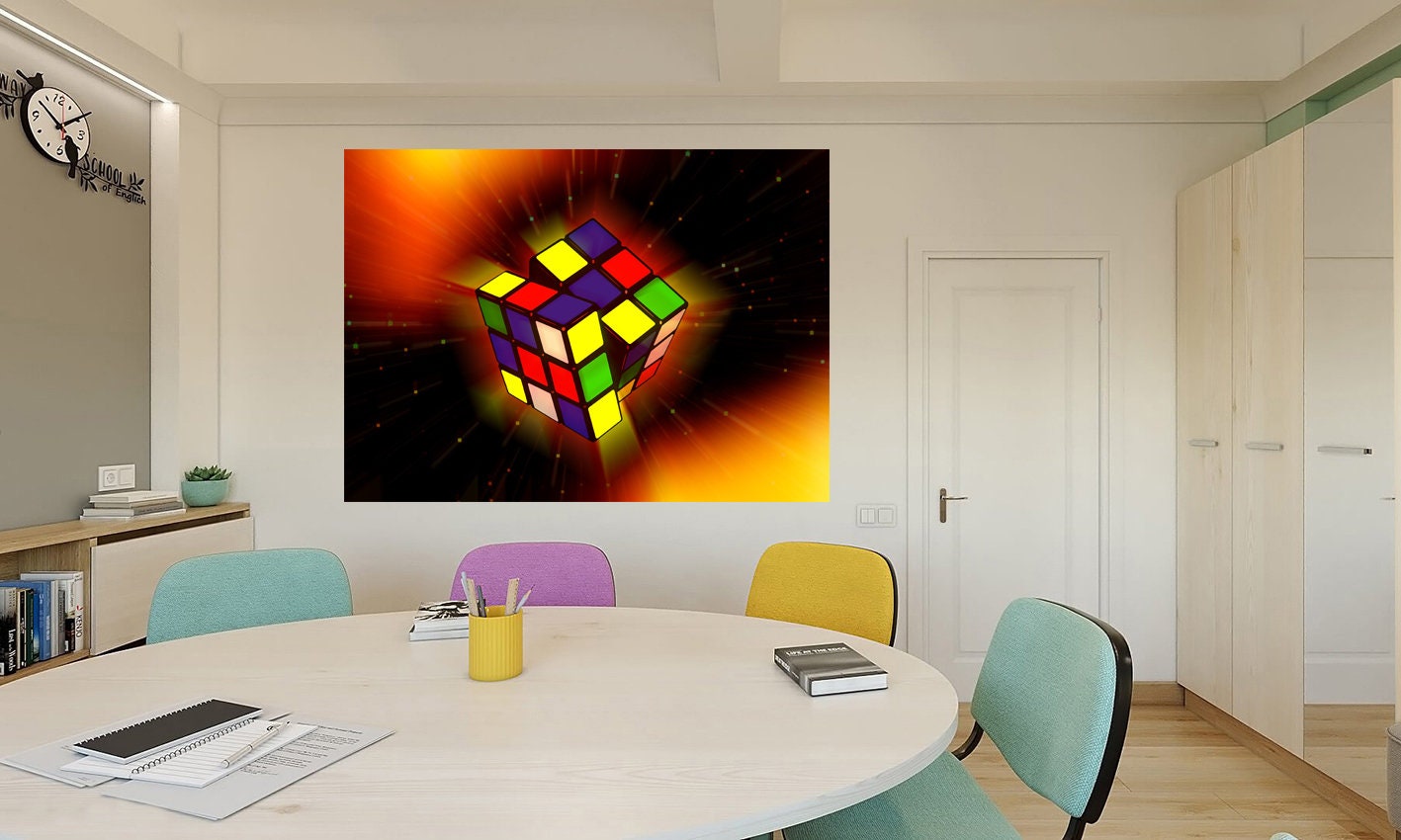 Rubik's Cube Decal Kids Wall Art Game Print Puzzle Decor | Etsy