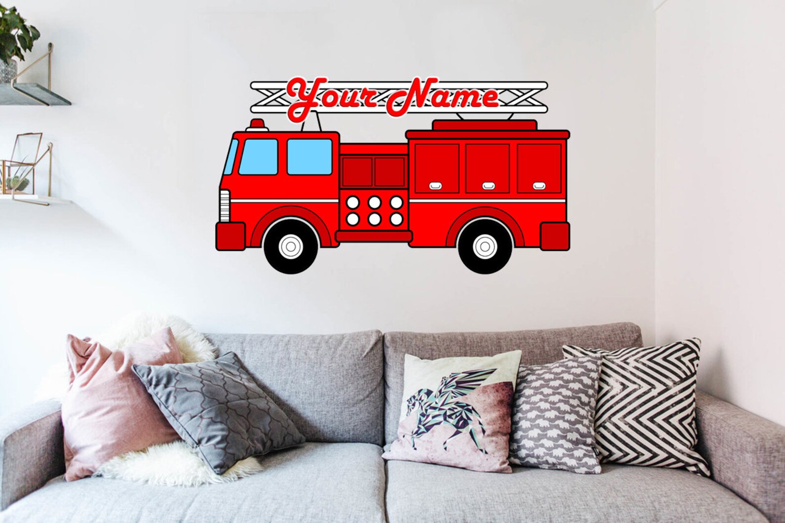 Name Fire Truck Fire Engine Decal Custom Fire Truck Truck Wall - Etsy