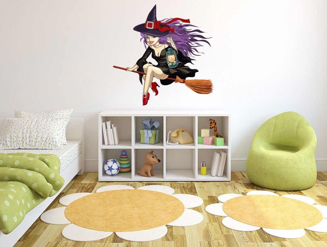 Witch Decal Broomstick Decal Halloween Decal Witch Decor Woman Decal ...