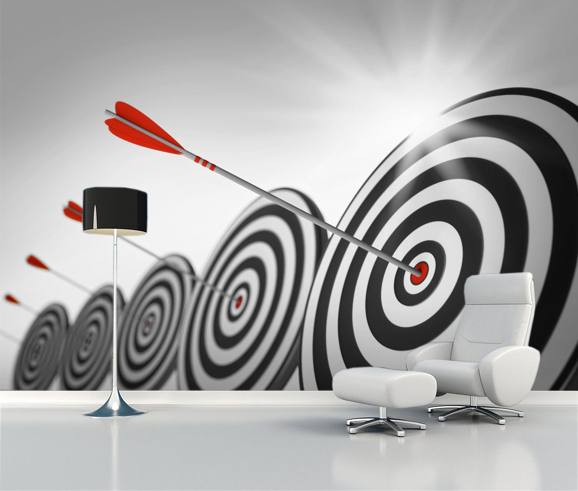 Target Wallpaper Darts Mural Stick and Puck Man Cave Décor - Etsy