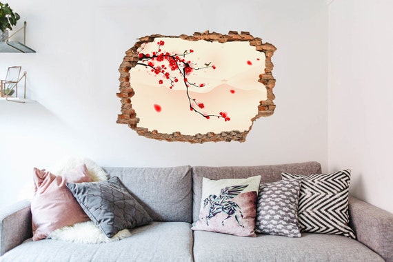 Sakura Decal Wall Art Prints Mountain Sticker Nature Décor - Etsy