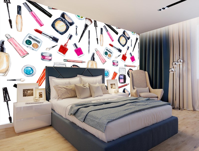 Cosmetics Wallpaper Makeup Mural Modern Design Cosmetology Print ...