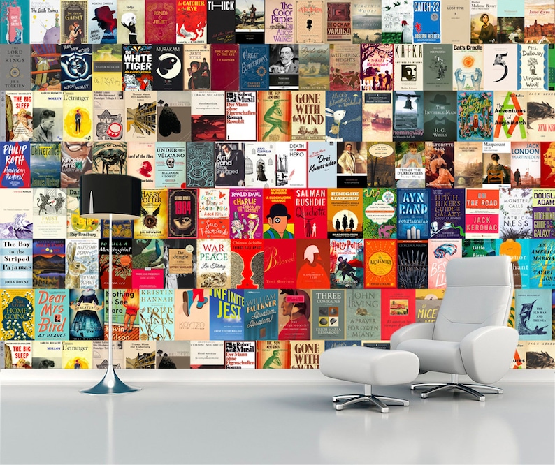 Books of World Wallpaper Vintage Literature Mural Antique Wall Art ...