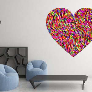 Heart Wall Decal Girl Wall Art Psychedelic Art Love Décor Heart Wall ...