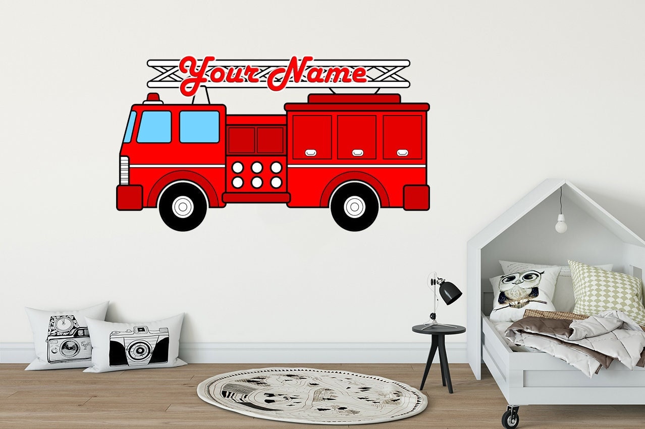 Name Fire Truck Fire Engine Decal Custom Fire Truck Truck Wall - Etsy