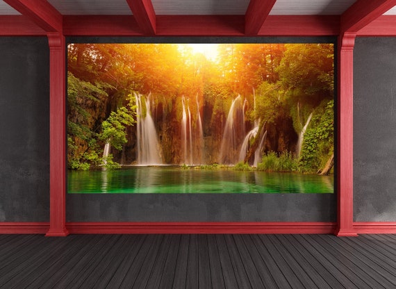 Waterfall decal River wall décor Water wall sticker Rock | Etsy