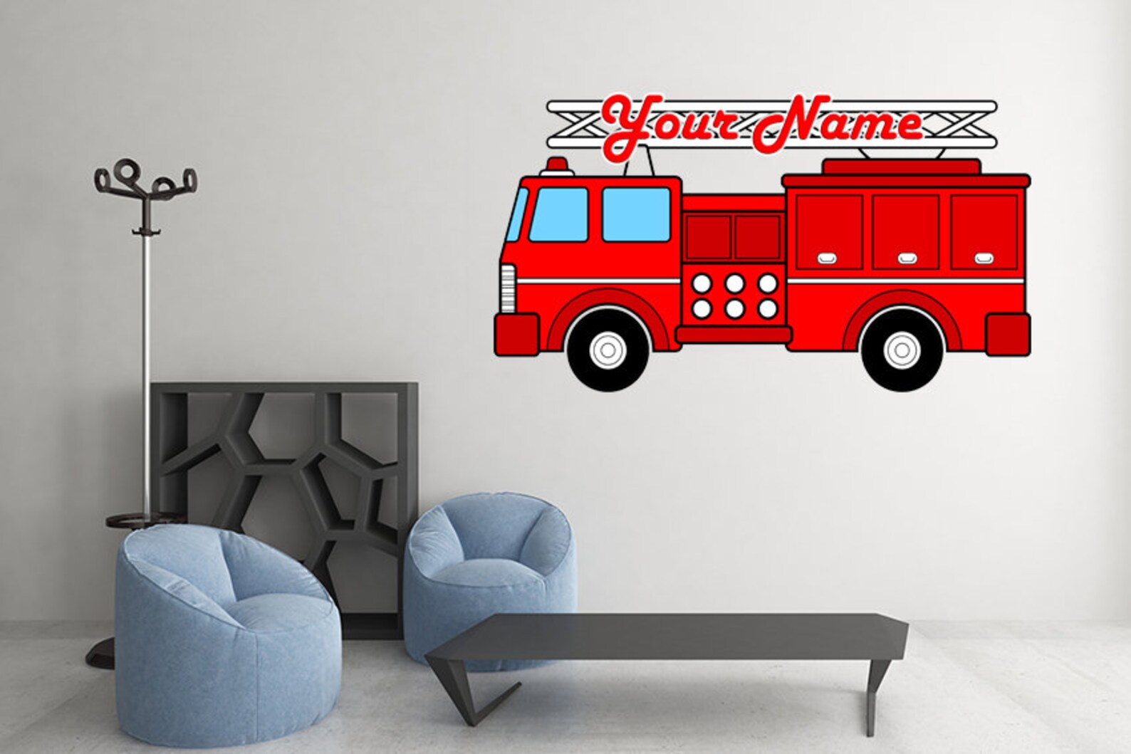 Name Fire Truck Fire Engine Decal Custom Fire Truck Truck Wall Sticker ...
