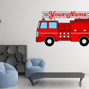 Name Fire Truck Fire Engine Decal Custom Fire Truck Truck Wall Sticker ...