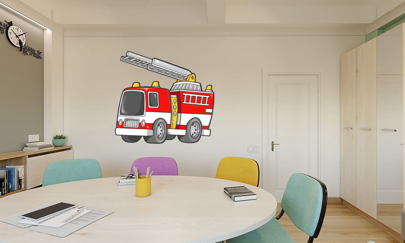Fire Truck Art Fire Engine Decal Car Wall Sticker Fire Engine Vinyl ...