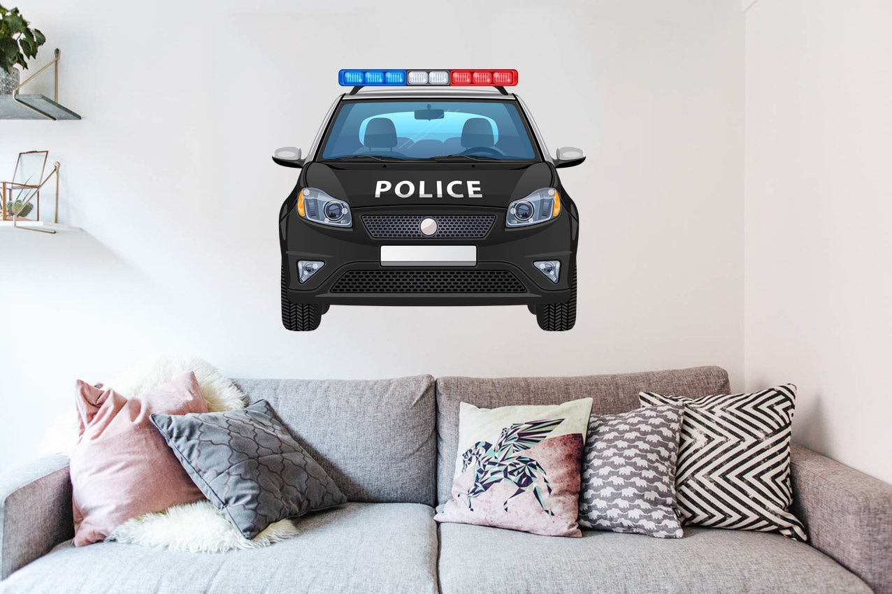 Police Car Decal Kids Car Vinyl Patrol Sticker Art Vinyl Home Poster ...