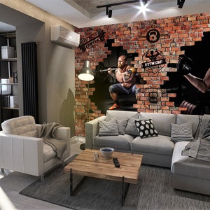 Sport Wallpaper Gym Wall Mural Bodybuilding Print Workout Vinyl ...