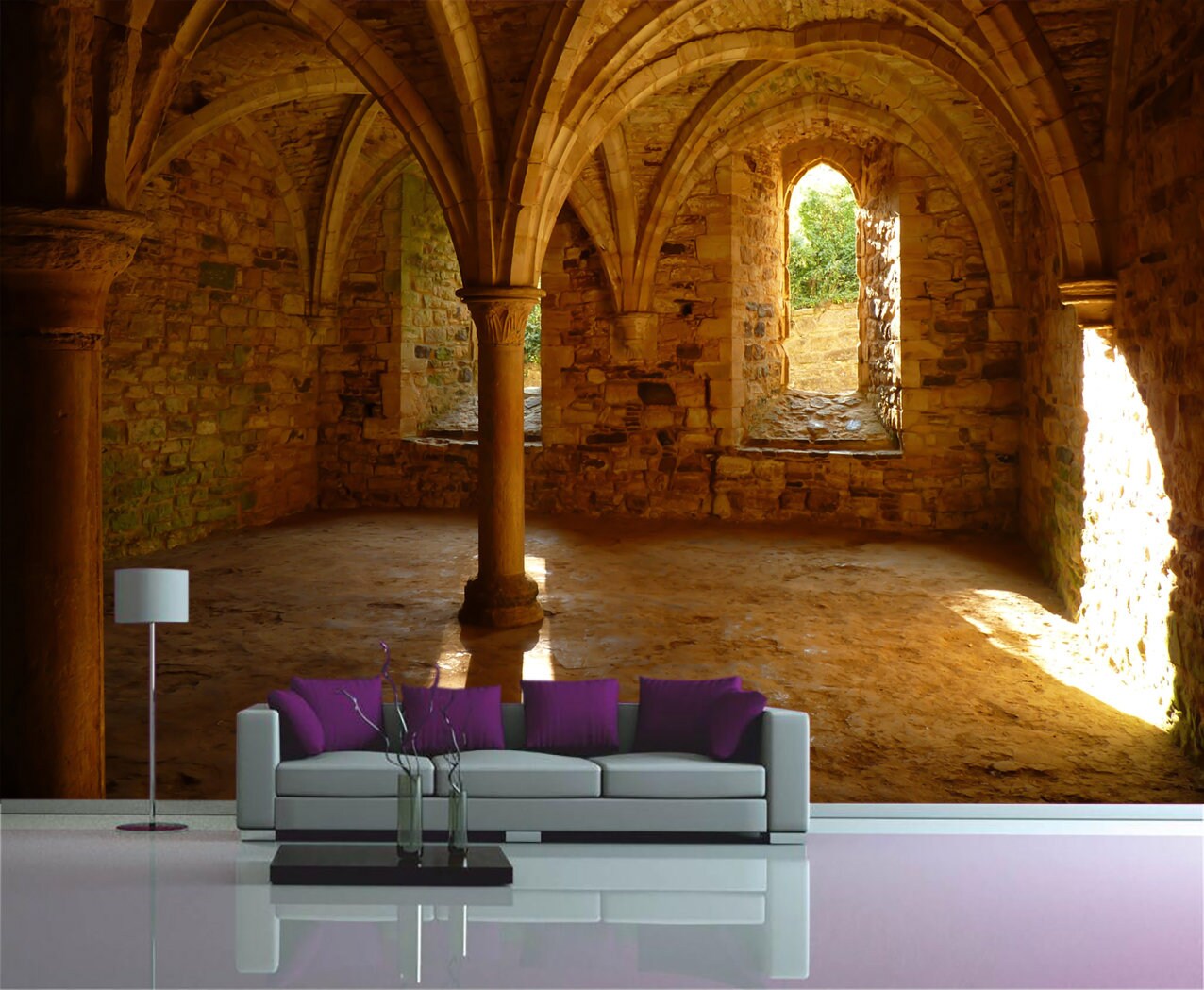 Ancient Abbey Wallpaper Architecture Wall Mural Room Gothic Art Self ...