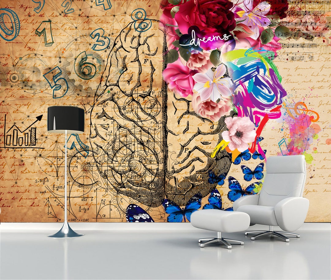 Human Brain Wallpaper Anatomy Mural Creative Wall Prints Abstract ...