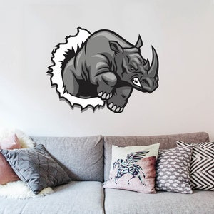 Rhinoceros Decal Animal Decal Rhino Sticker Kids Wall Decal Rhino Gift ...