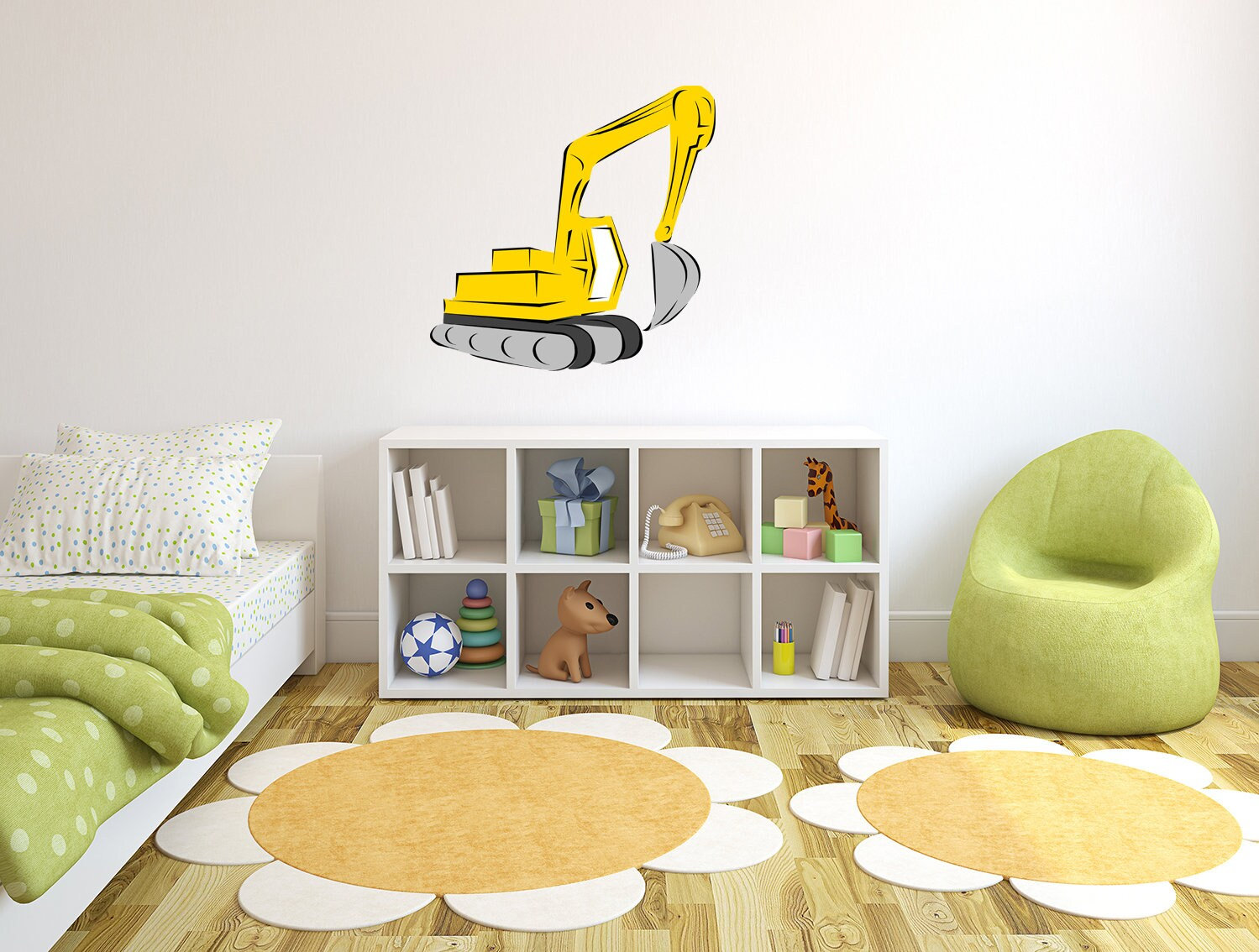 Excavator Wall Decal Transport Wall Stickers Engineering Stickers ...