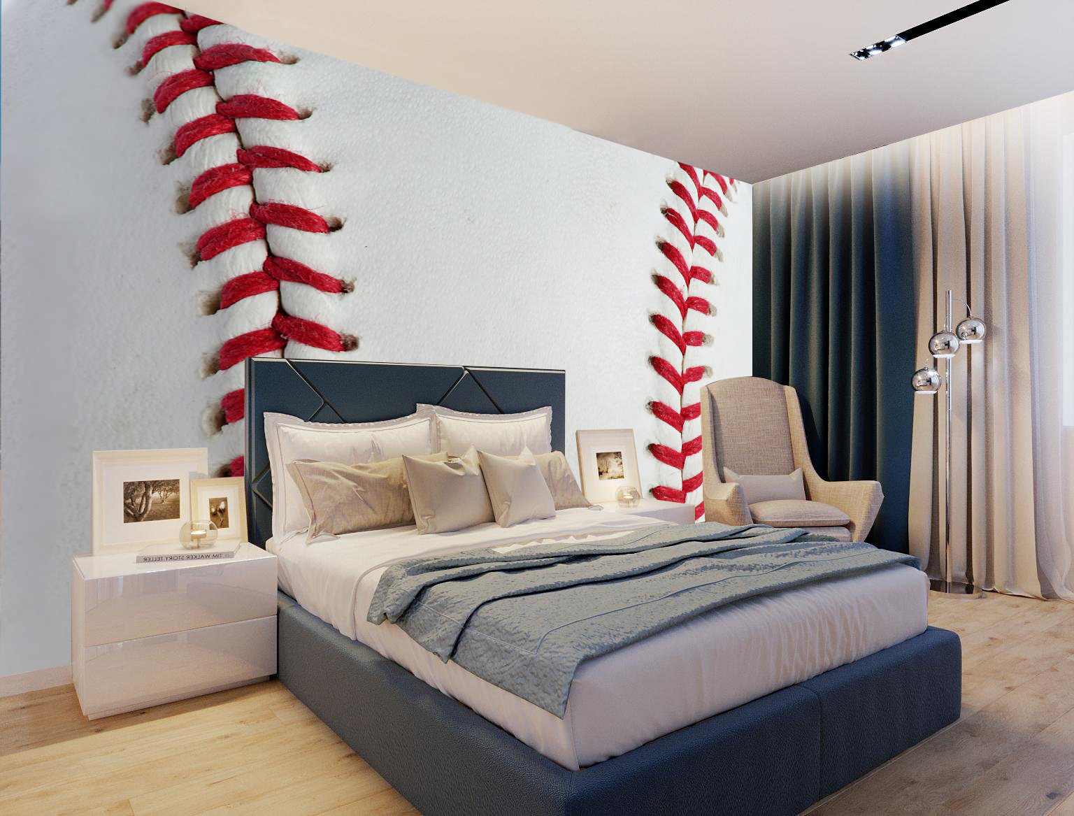 Baseball Ball Wallpaper Sport Wall Decal Baseball Theme Peel and Stick ...