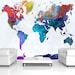 Painting Map Wallpaper World Map Mural Kids Map Print Peel and Stick ...