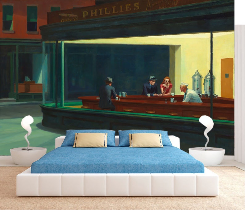Nighthawks Mural Artist Wallpaper Peel Stick Decor Self-adhesive Art ...