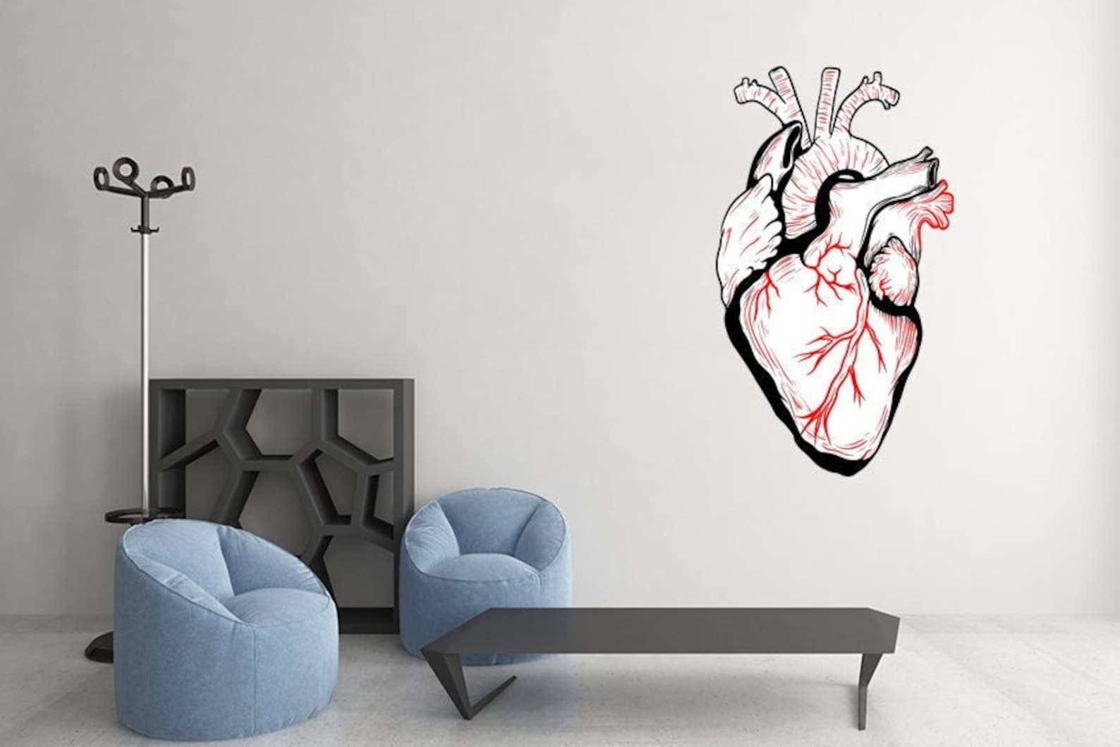 Heart Decal Anatomical Decal Black & White Heart Medical - Etsy