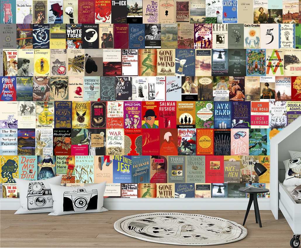 Books of World Wallpaper Vintage Literature Mural Antique Wall Art ...