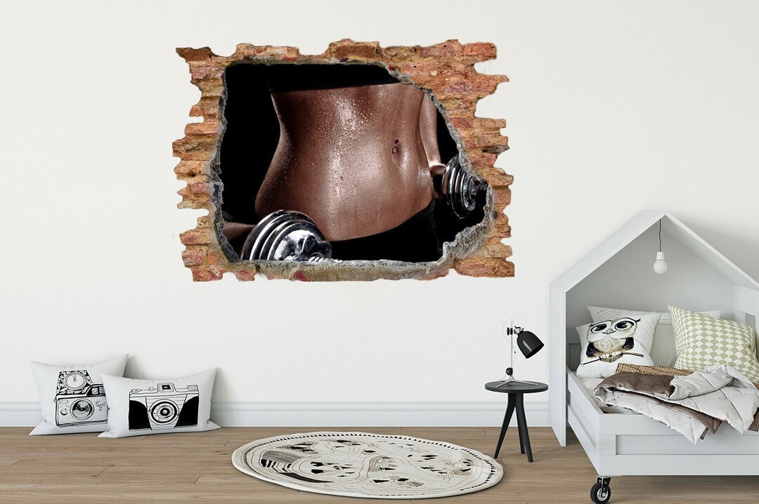 Girl Athlete Decal Female Weightlifter Gym Art Décor Dumbell Gift ...