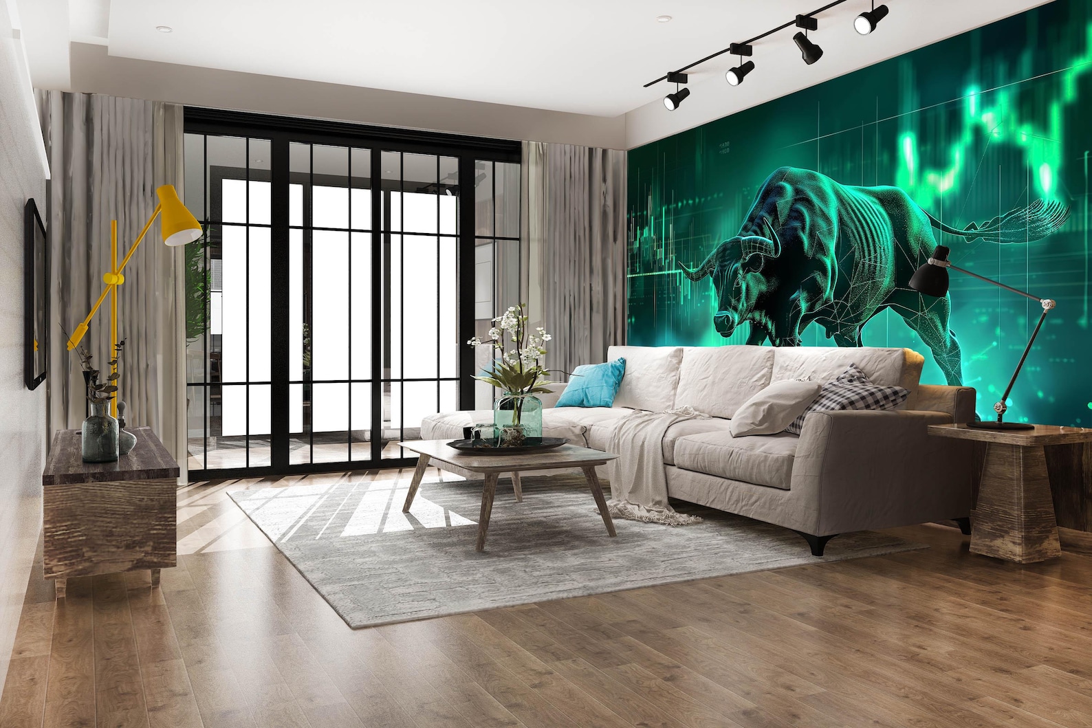 Trading Wallpaper Bull Wall Mural Financial Decal Temporary Business ...