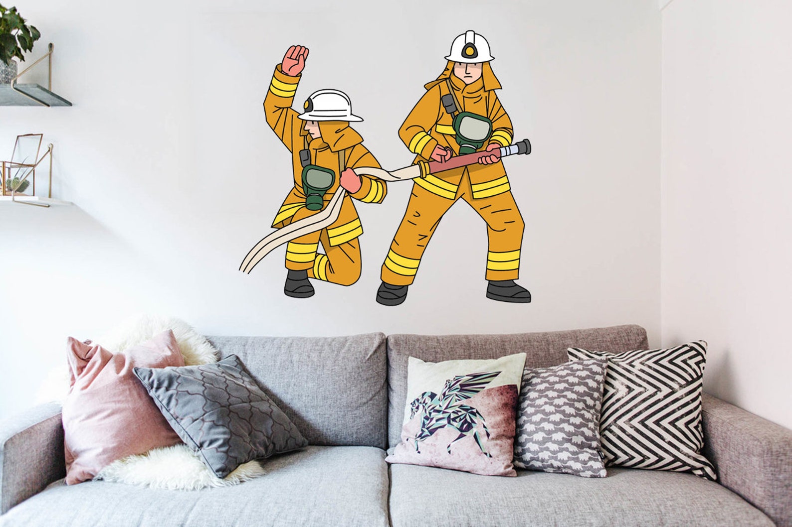 Firefighter Decal Fire Department Art Kids Wall Sticker Fire | Etsy