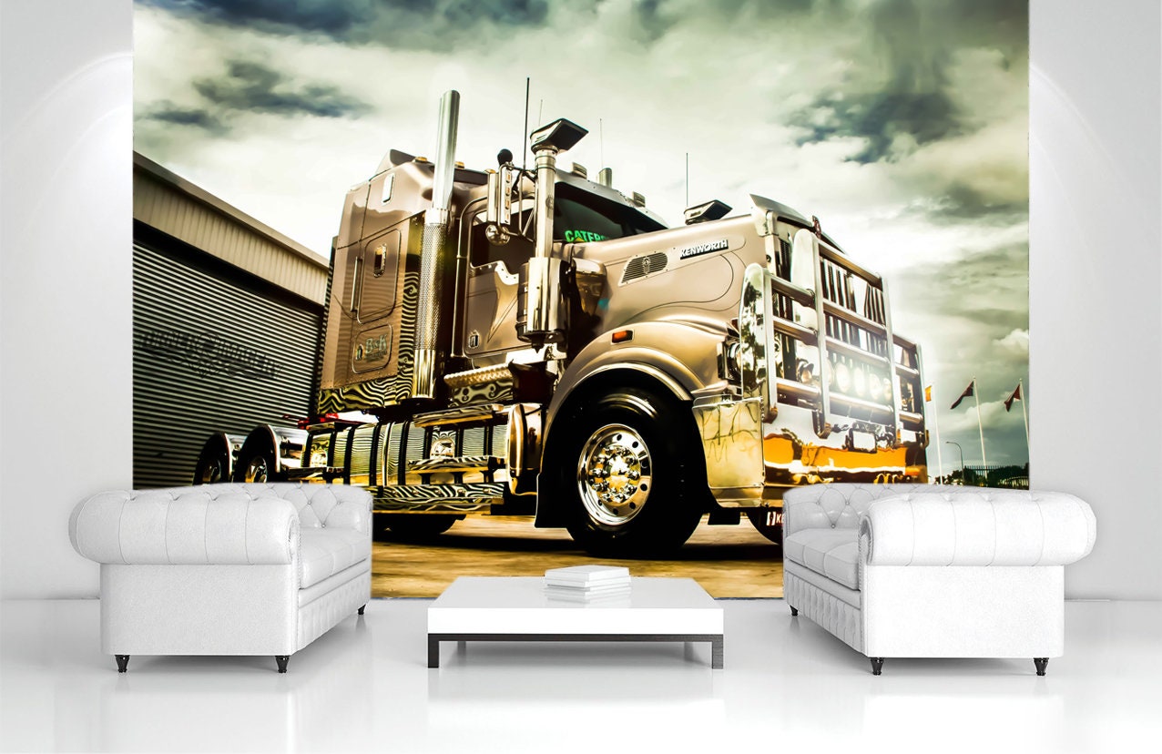 Semi Truck Wallpaper Boys Room Mural Lorry Car Print Mechanism Wall ...