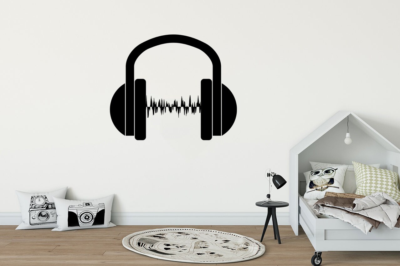 Headphones Decal Music Wall Art Sound Wave Print Music Wave - Etsy UK
