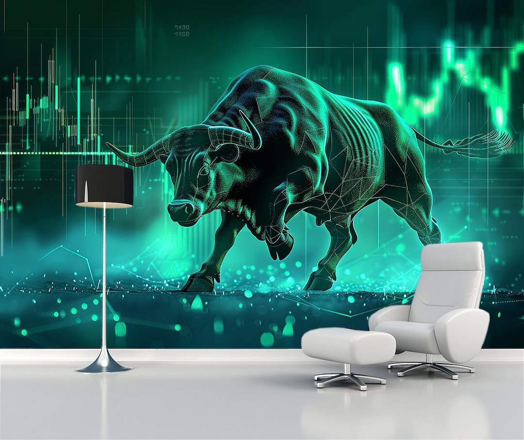 Trading Wallpaper Bull Wall Mural Financial Decal Temporary Business ...