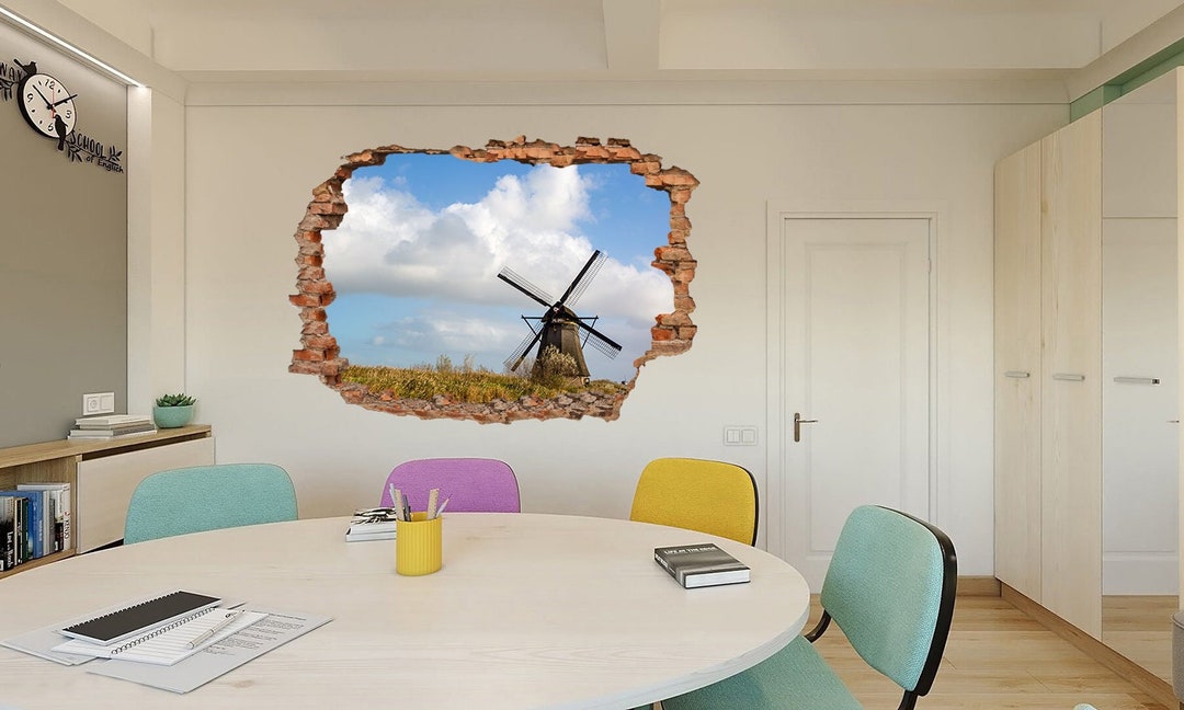 Mill Decal Wall Art Home Windmill Prints Farmhouse Décor Travel Artwork ...
